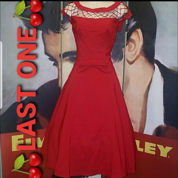 Tatyana | Dresses | Tatyana Alika Red Vintage 95s Rockabilly Pinup Swing Dress W Lattice ...